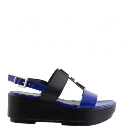 Jeannot sandali con zeppa in vernice con finiture in fascia elastica ...